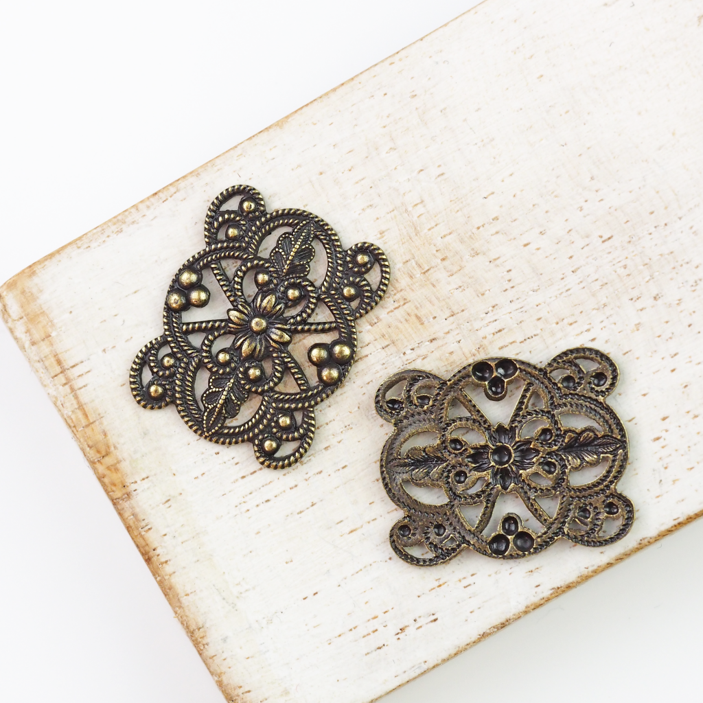 Antique bronze filigree flower connector 22x18 mm x 2 pc(s ...