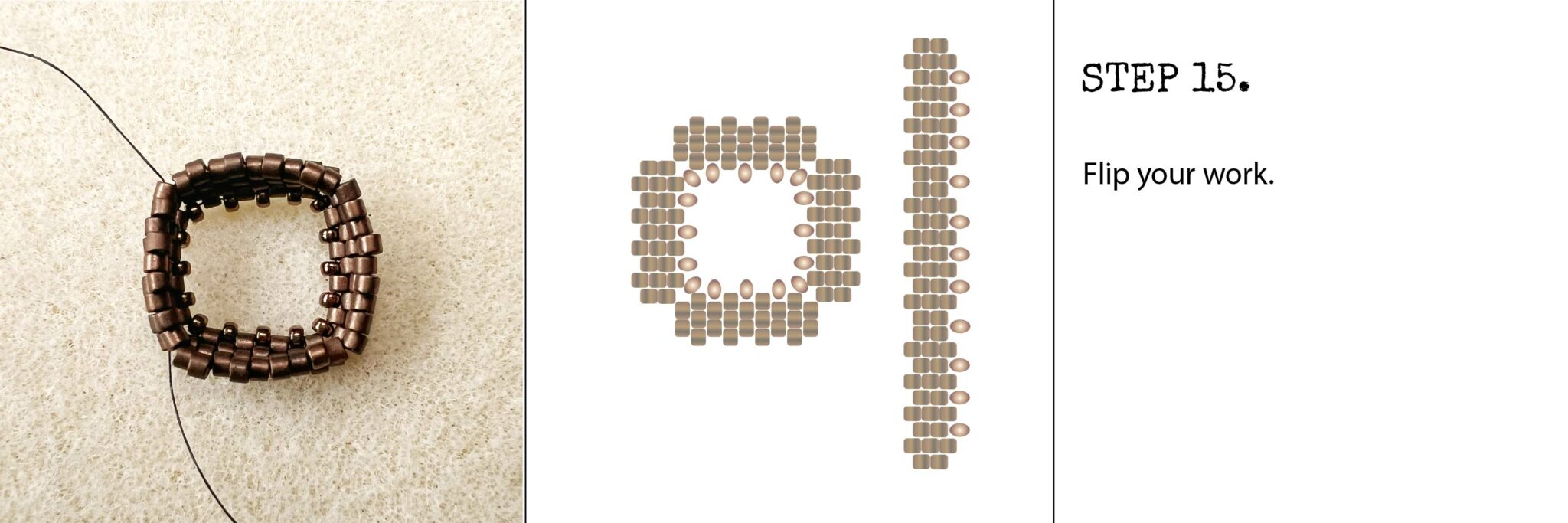 Peyote bezel of a cushion cut cabochon