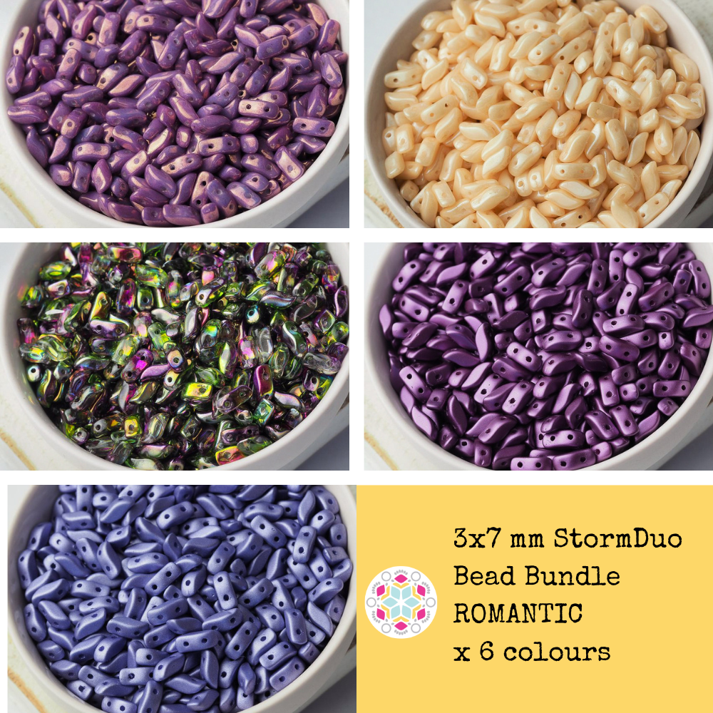 3x7 mm StormDuo Bead Bundle ROMANTIC x 6 colours - Beadingschool.com