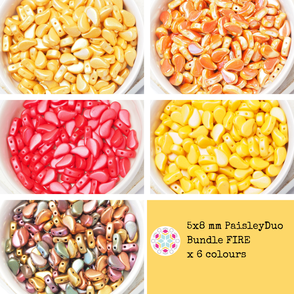 5x8 Mm PaisleyDuo Bundle FIRE X 6 Colours Beadingschool