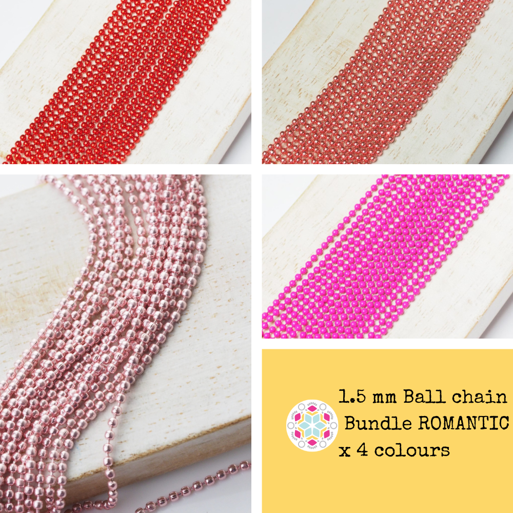 1.5 mm Ball chain Bundle ROMANTIC x 4 colours - Beadingschool.com